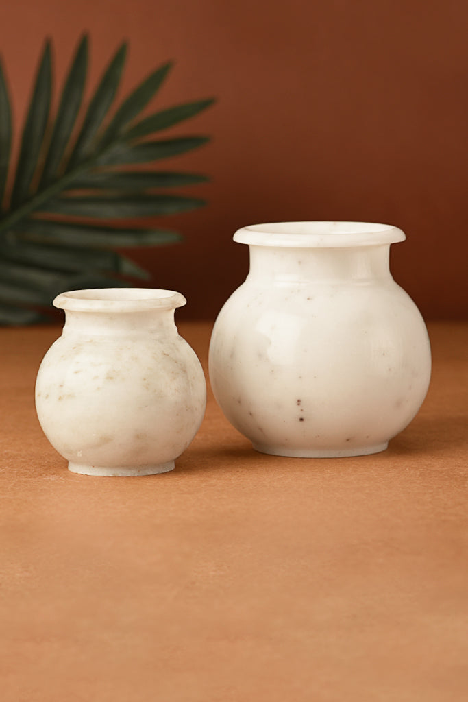 Set of 2 Marble Matka Pots – Ehesas UAE