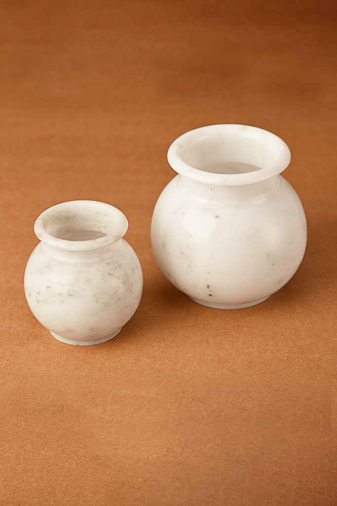 Set of 2 Marble Matka Pots – Ehesas UAE